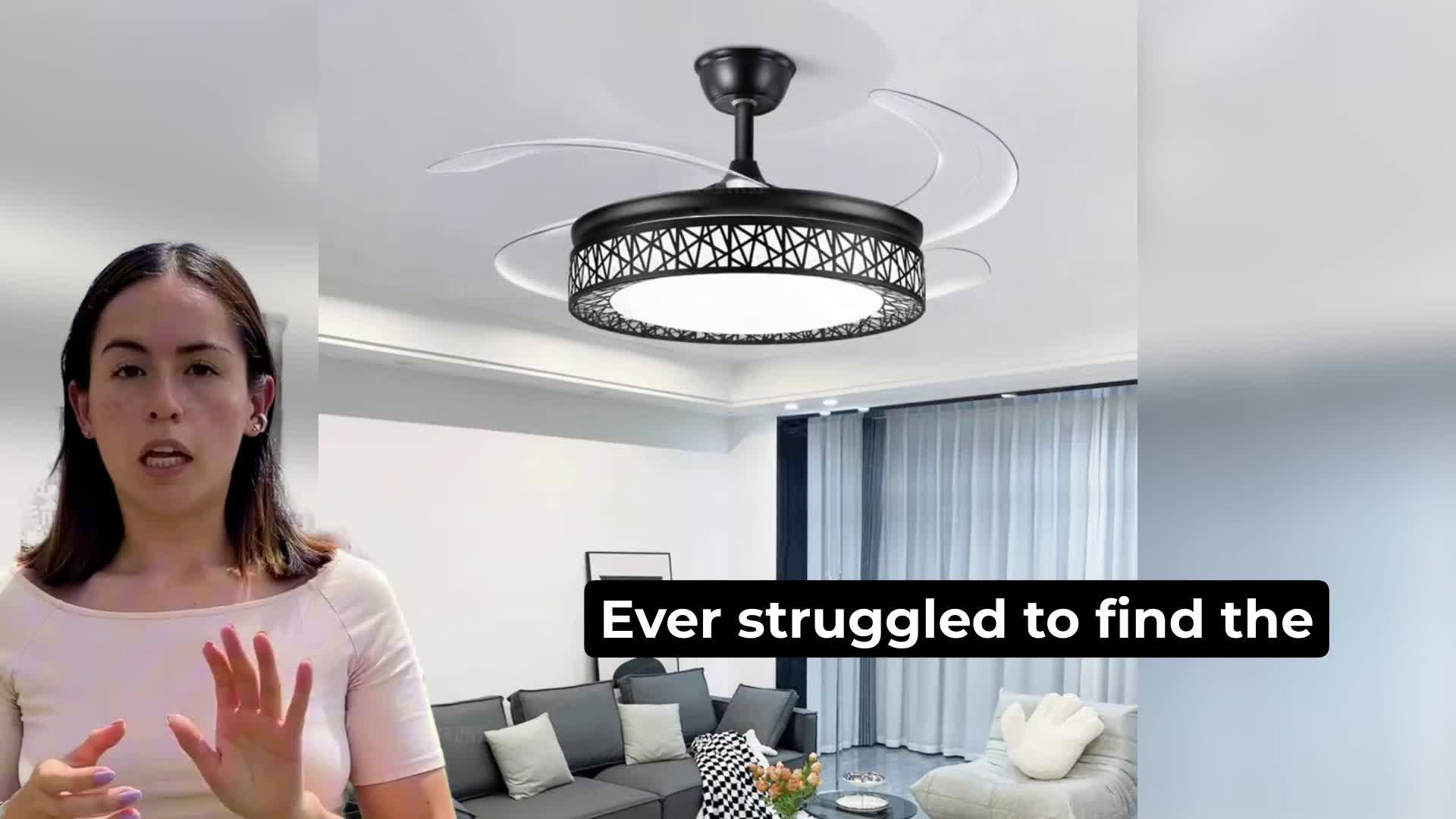 Invisible LED Iron Ceiling Fan Light Remote Control Modern Design 6 ...