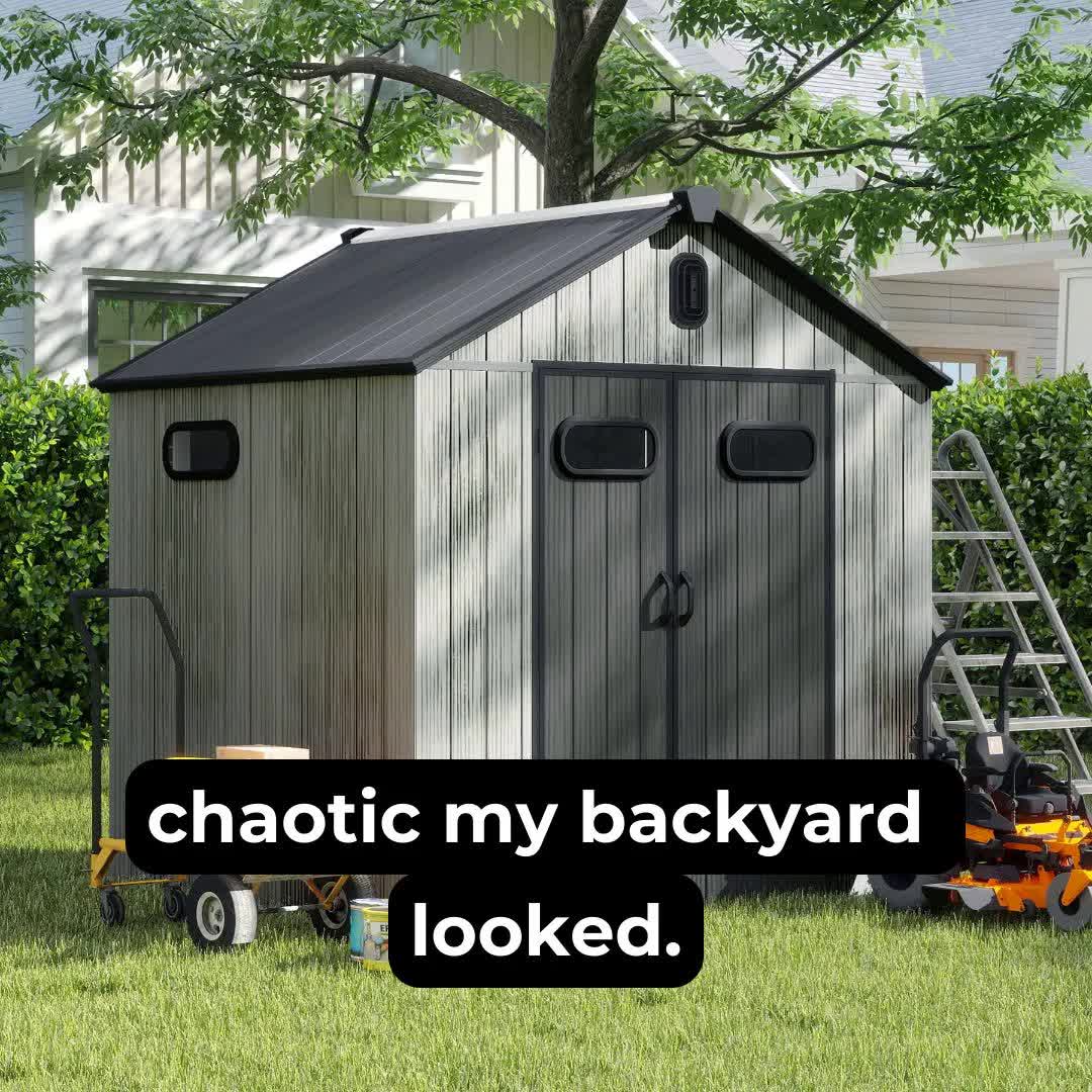 6x6FT Resin Outdoor Storage Shed With Lockable Door Waterproof Outside ...